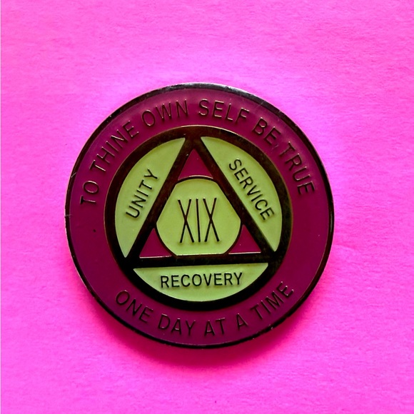 Other | 19 Years Sober Unity Service Recovery Medallion Pink And Cream ...